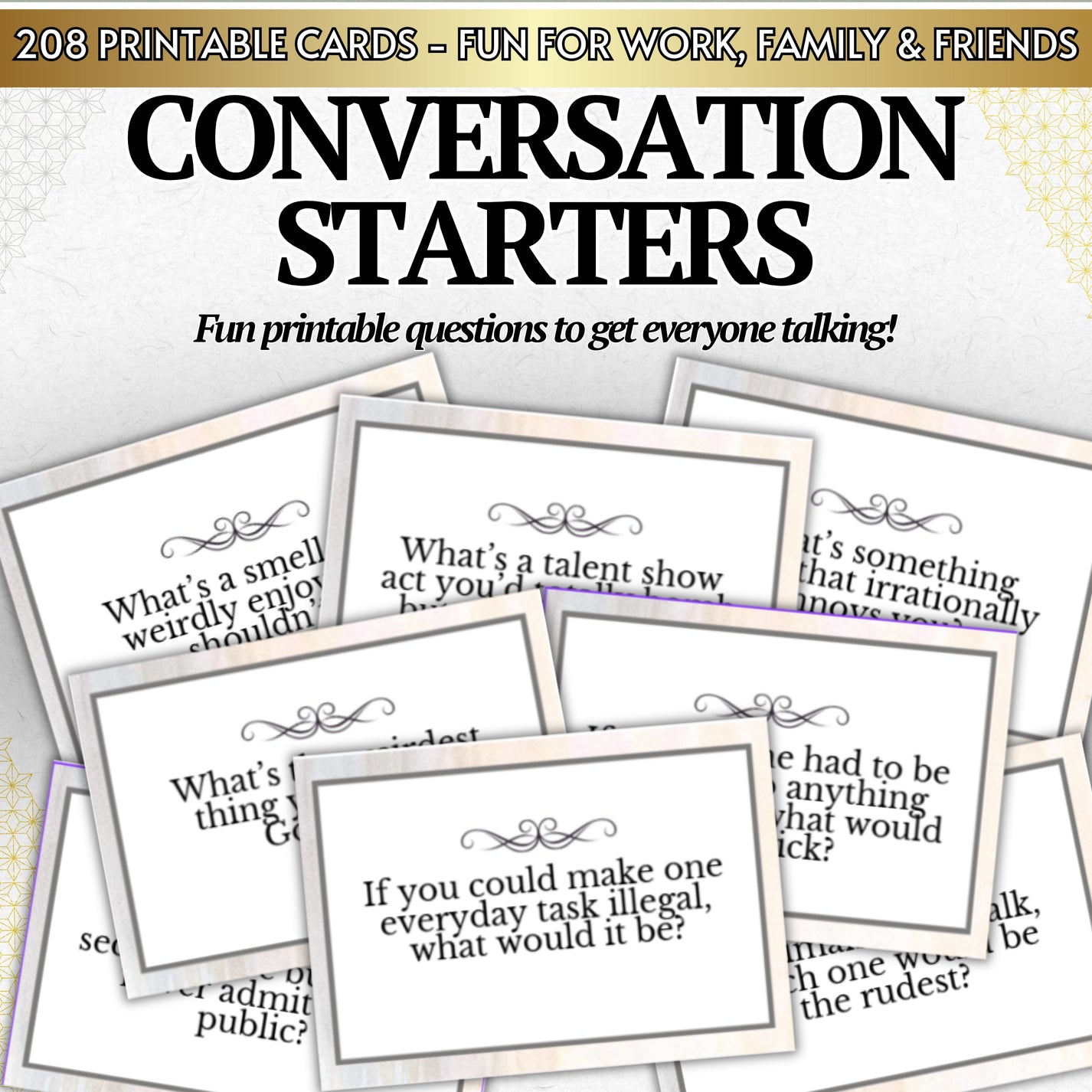 208 Conversation Starter Cards – Party Prints Press