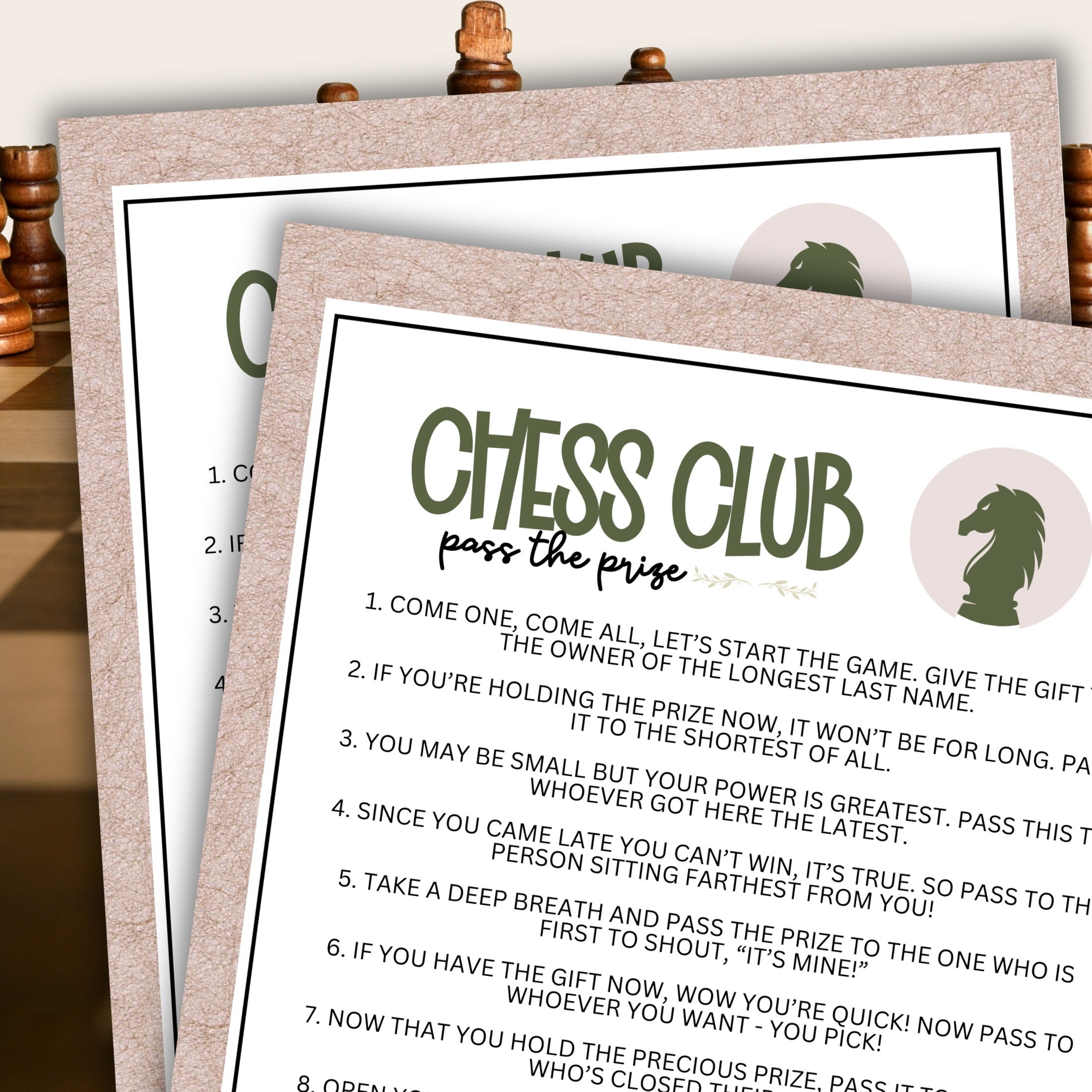 Chess Club Pass The Prize – Party Prints Press
