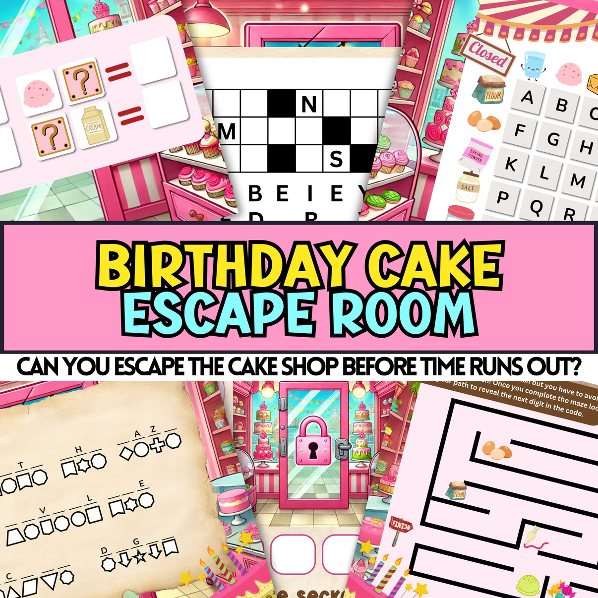 Birthday Cake Escape Room For Girls (Ages 5-8) – Party Prints Press