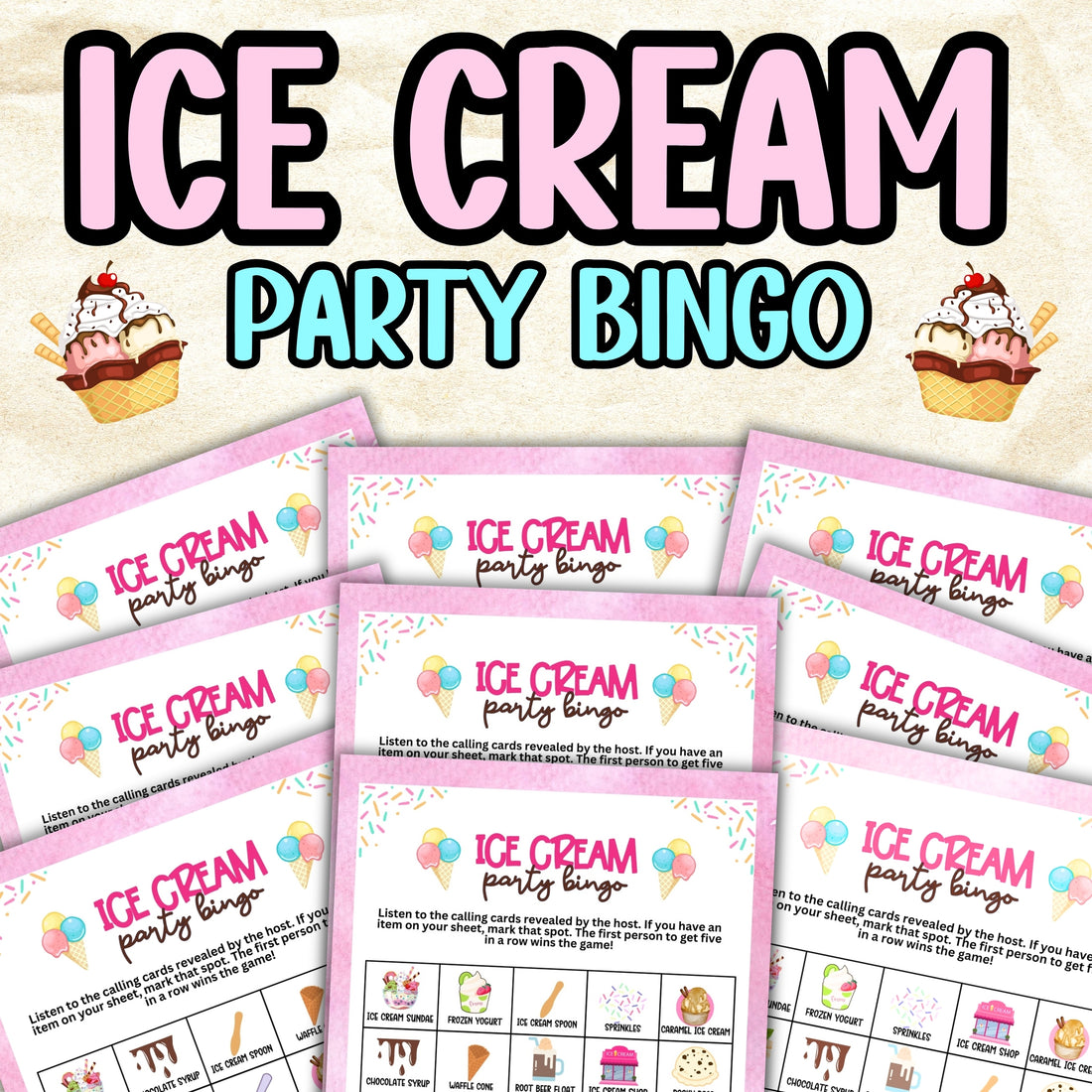 Ice Cream BINGO – Party Prints Press