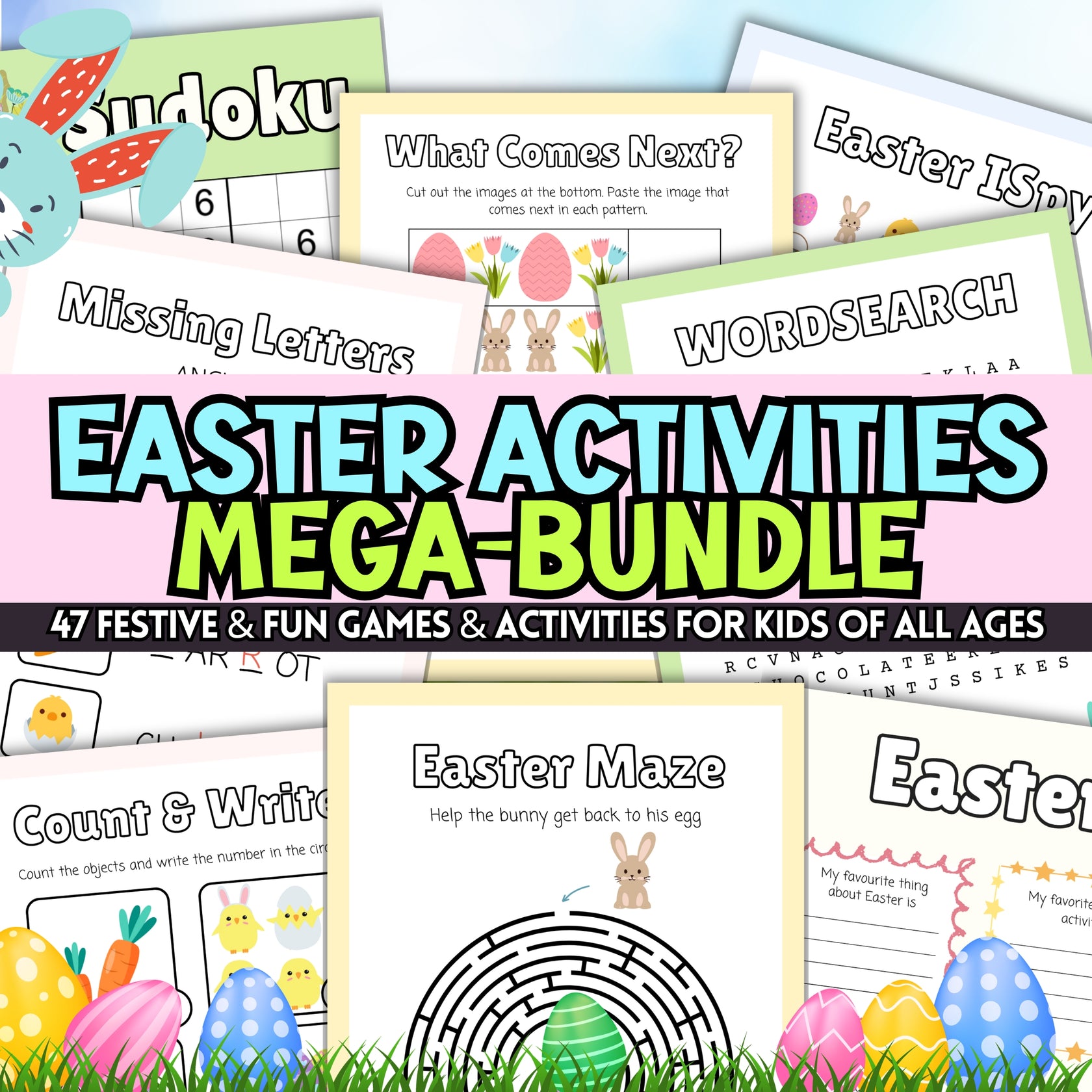 Easter Game Bundle For Kids (50 Pages) – Party Prints Press