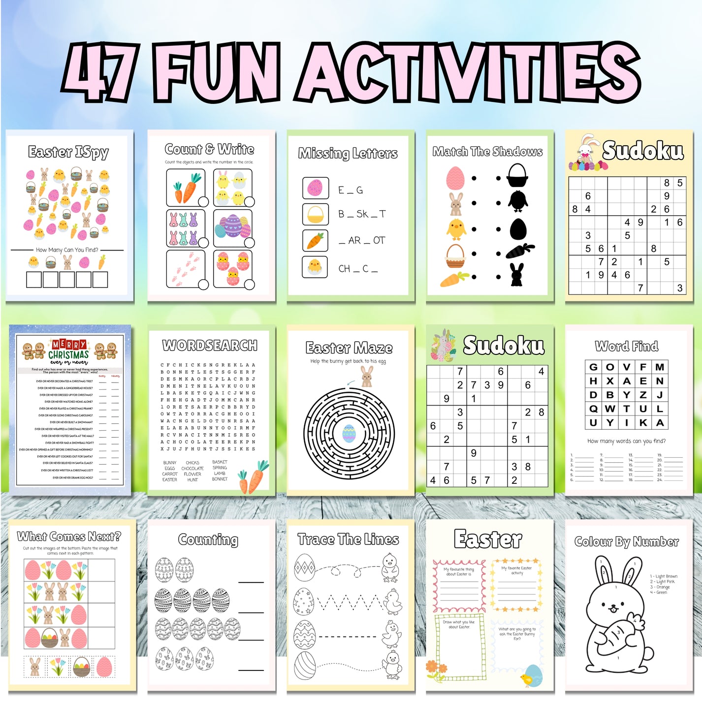 Easter Game Bundle For Kids (50 Pages) – Party Prints Press