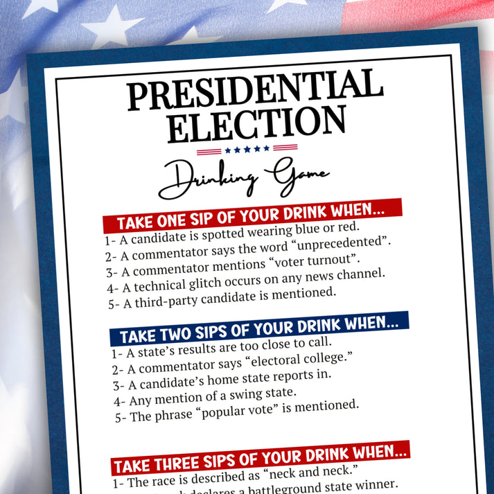 Election Watch Party Drinking Game – Party Prints Press