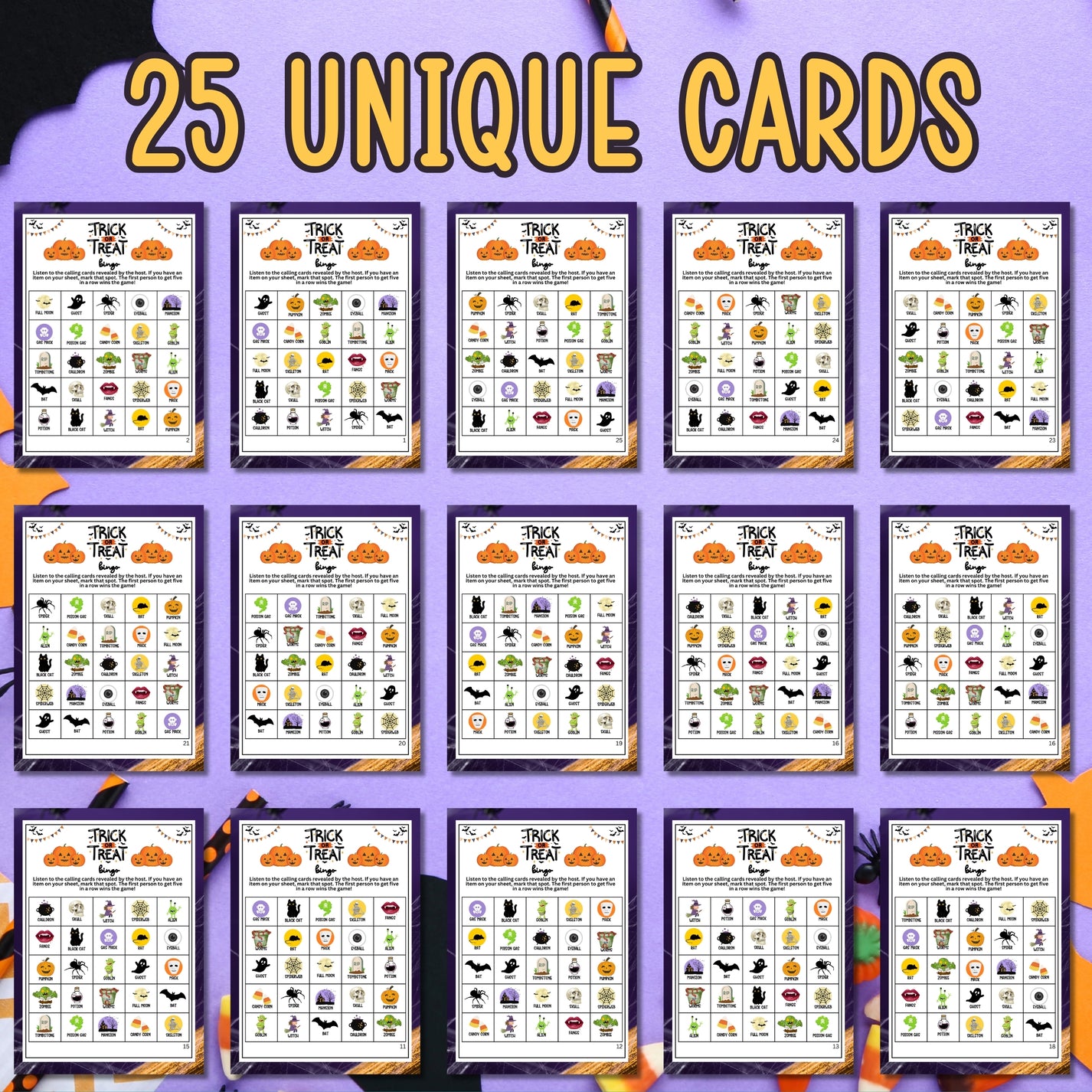 Halloween BINGO (25 Cards) – Party Prints Press