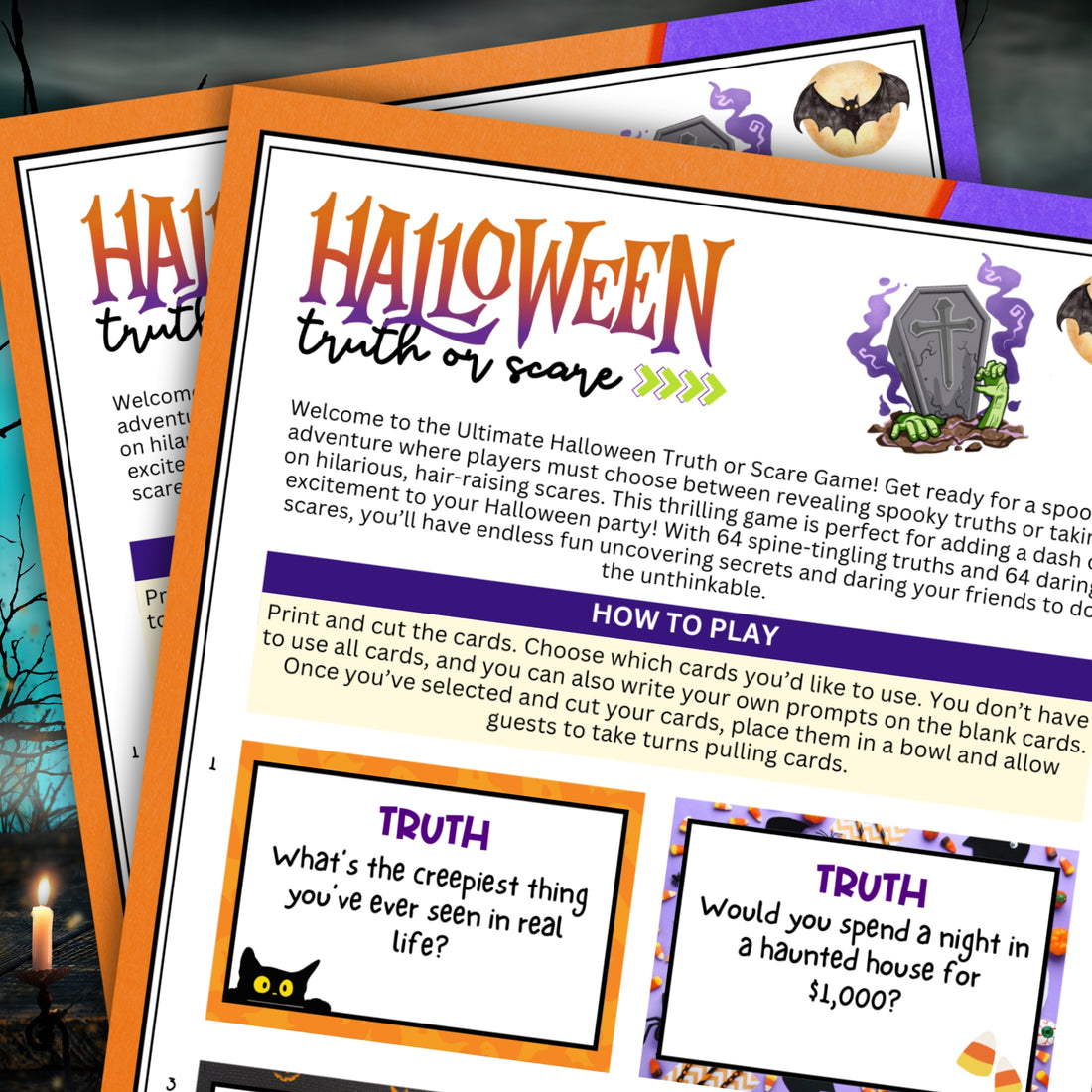 Halloween Truth Or Scare Card Game – Party Prints Press