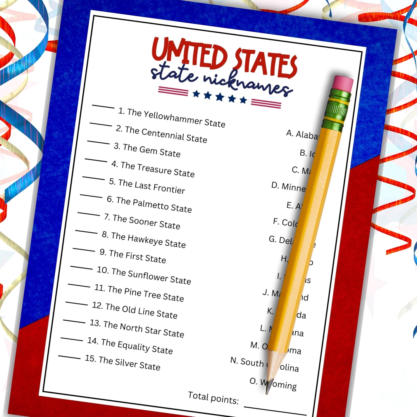 USA Trivia Pack (10 Games) – Party Prints Press