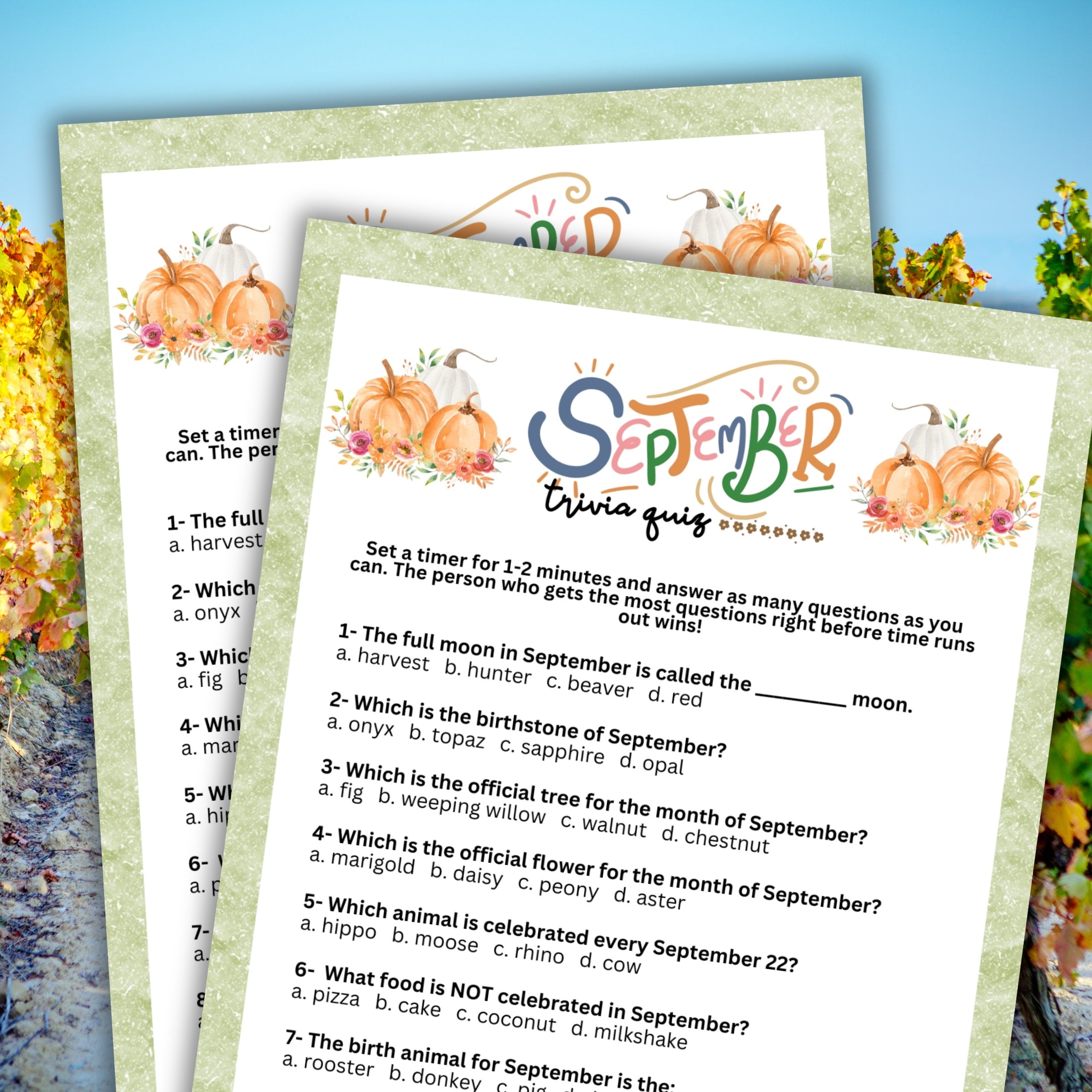 Fall Trivia Bundle – Party Prints Press