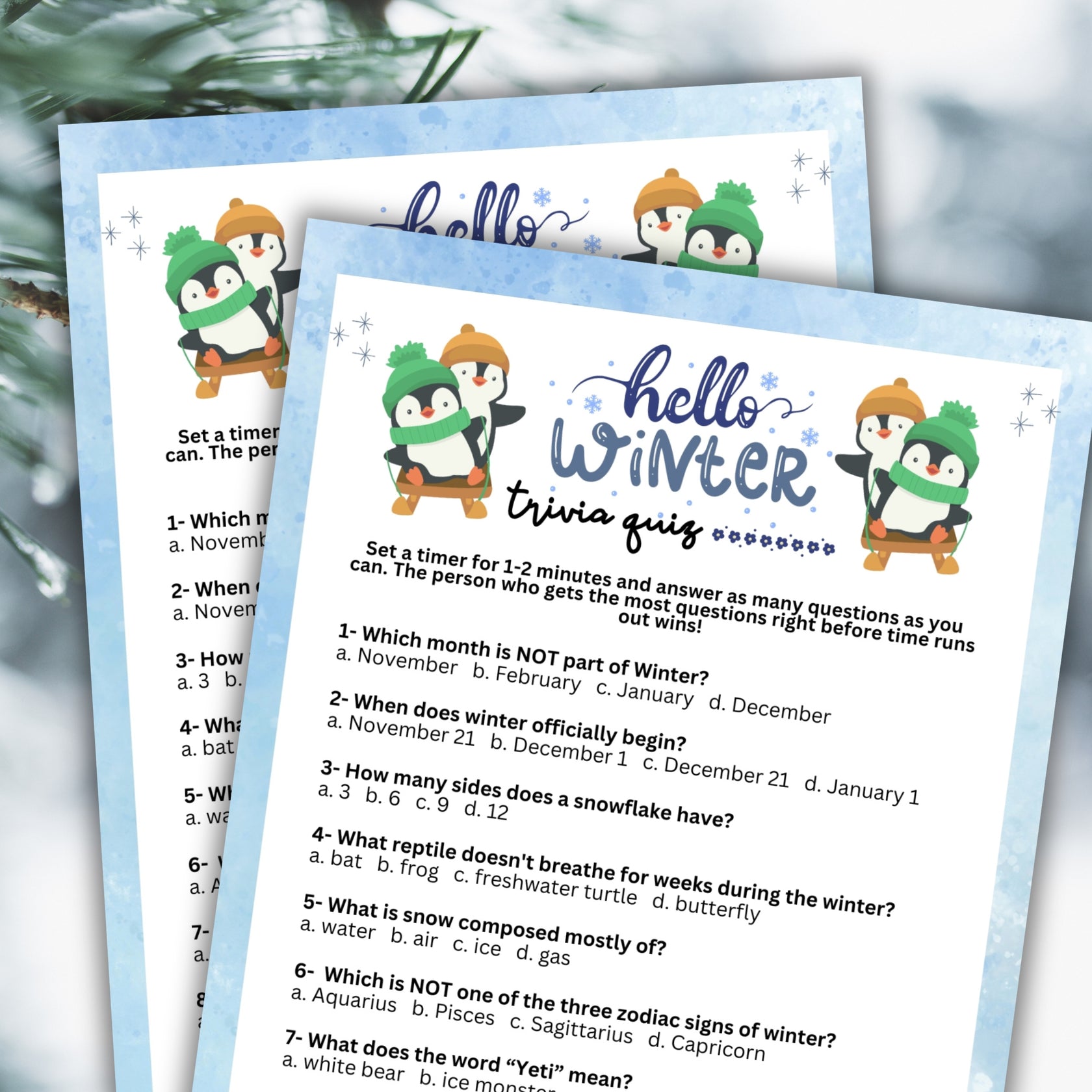 Winter Trivia Bundle – Party Prints Press