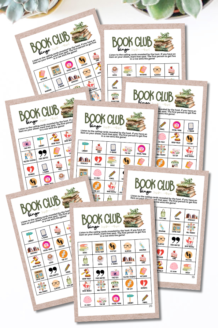 Book Club BINGO (20 Cards) – Party Prints Press