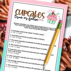 Cupcake Trivia True Or False – Party Prints Press