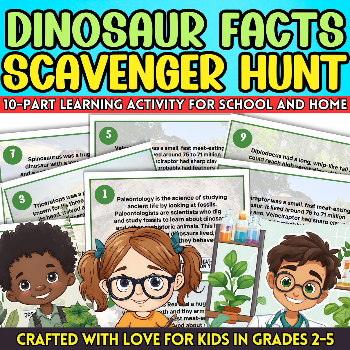 Dinosaur Facts Scavenger Hunt (Ages 8-11) – Party Prints Press