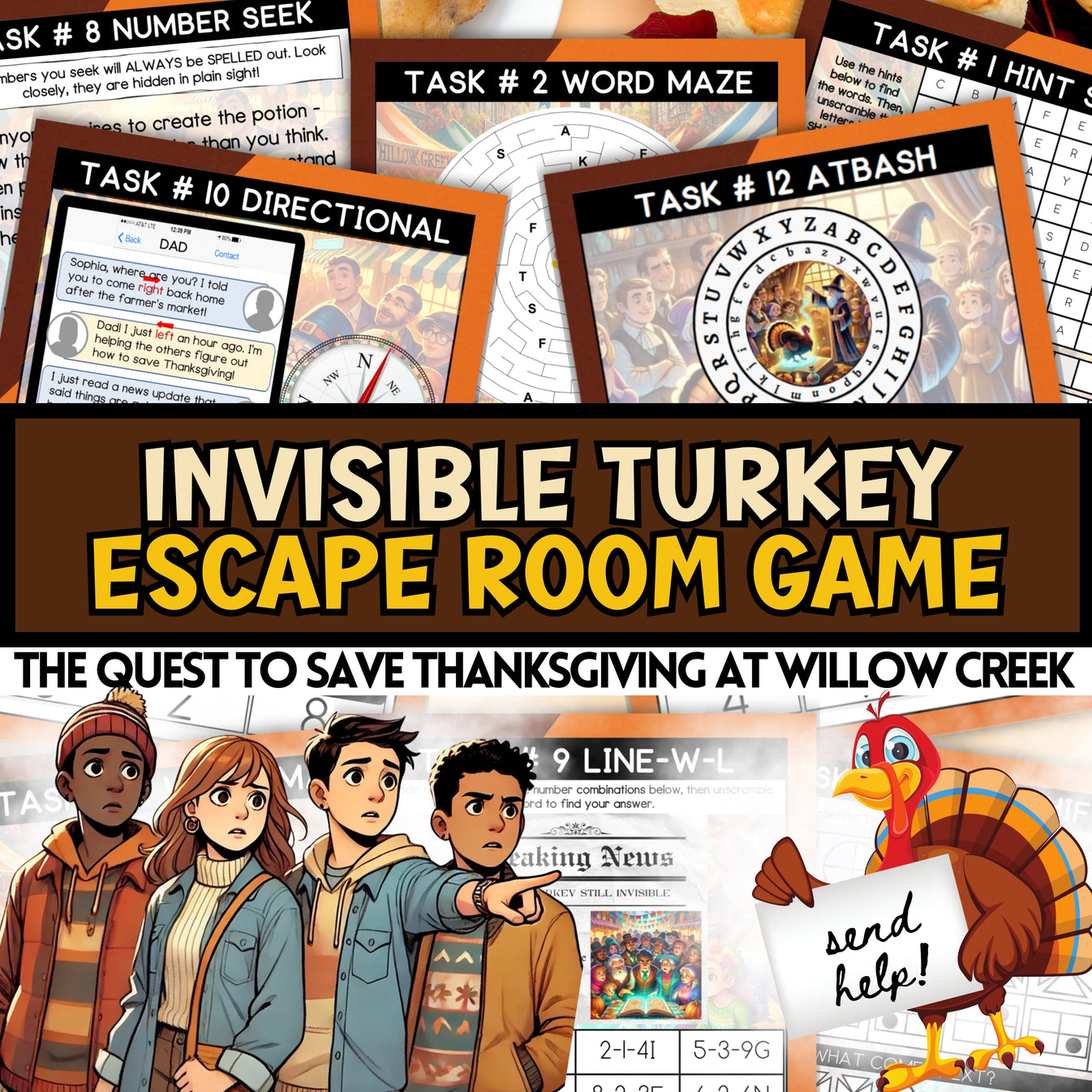 Turkey Escape Room For Tweens & Teens (12 Puzzles) – Party Prints Press