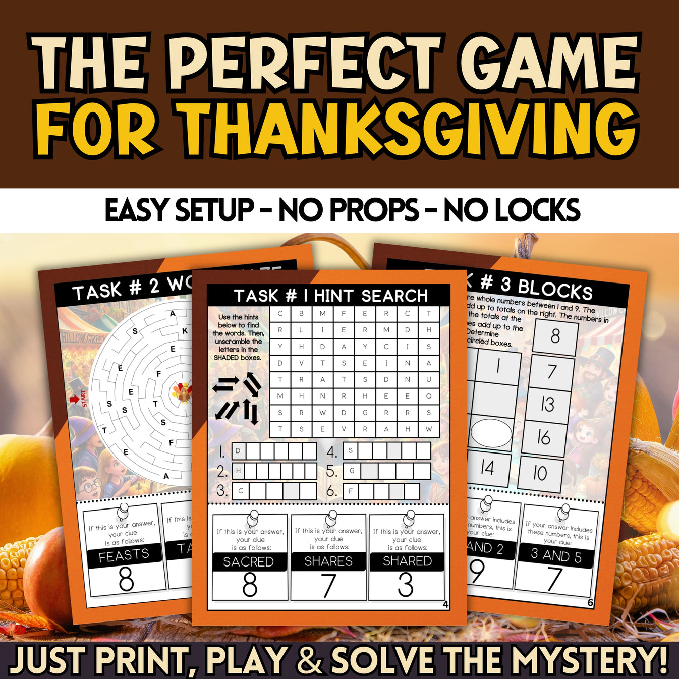 Turkey Escape Room For Tweens & Teens (12 Puzzles) – Party Prints Press