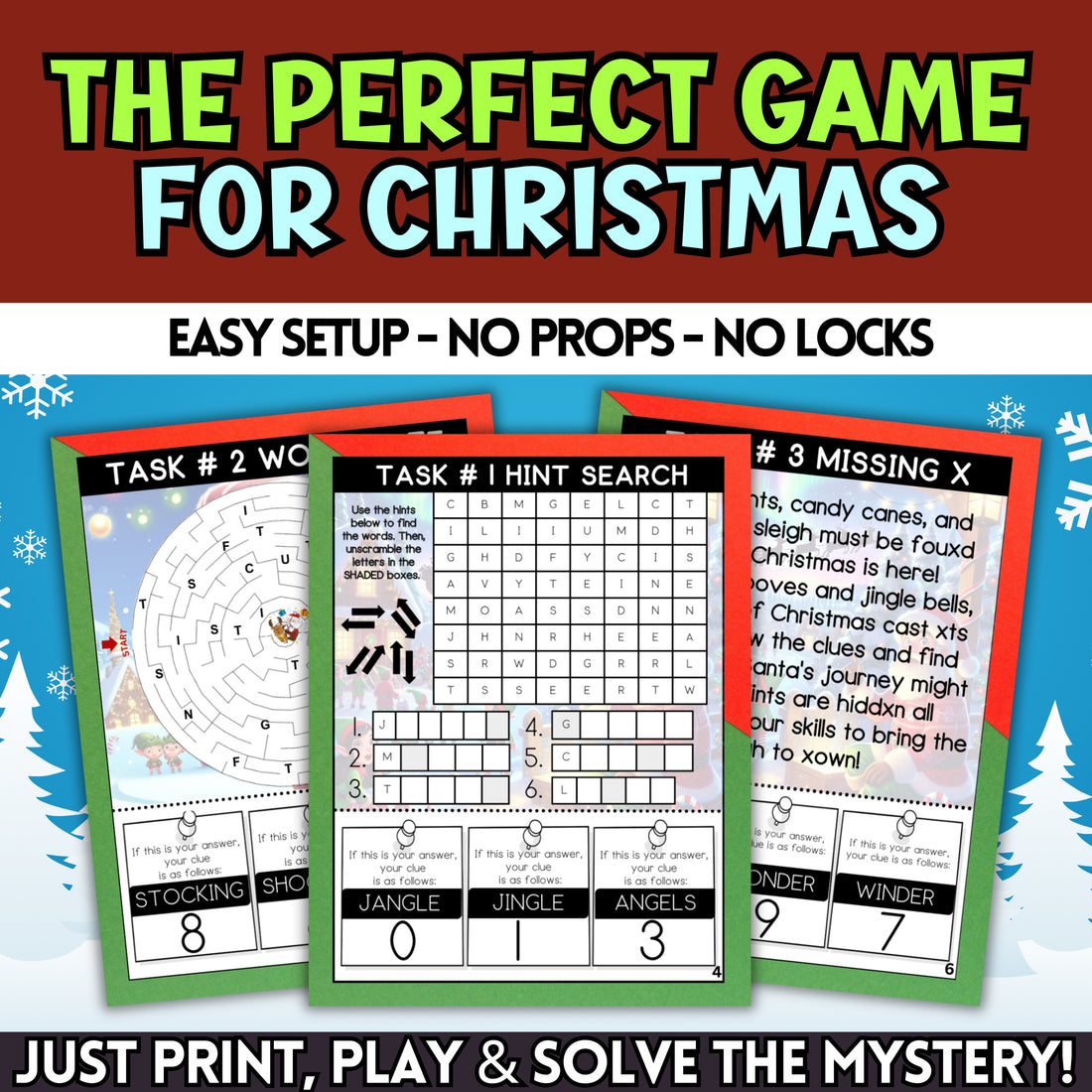 Christmas Escape Room For Tweens & Teens (12 Puzzles) – Party Prints Press
