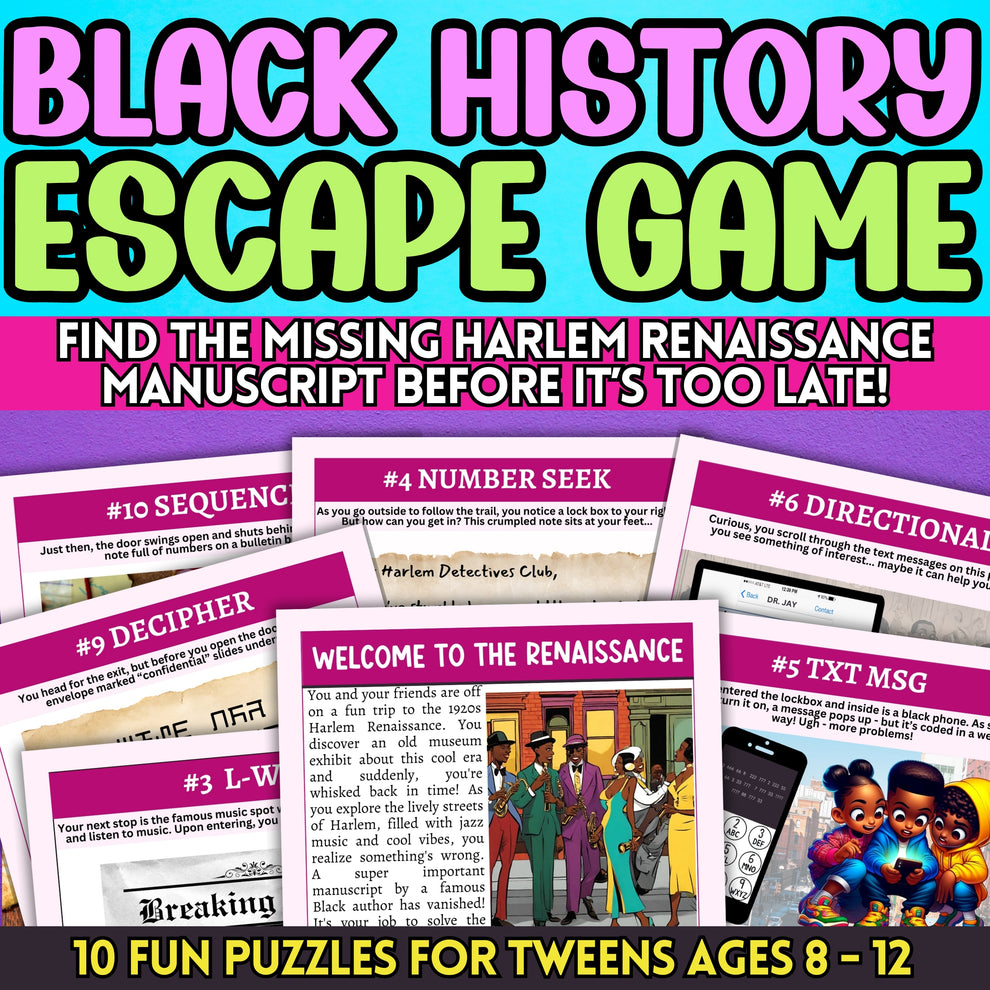 Harlem Renaissance Black History Escape Room – Party Prints Press