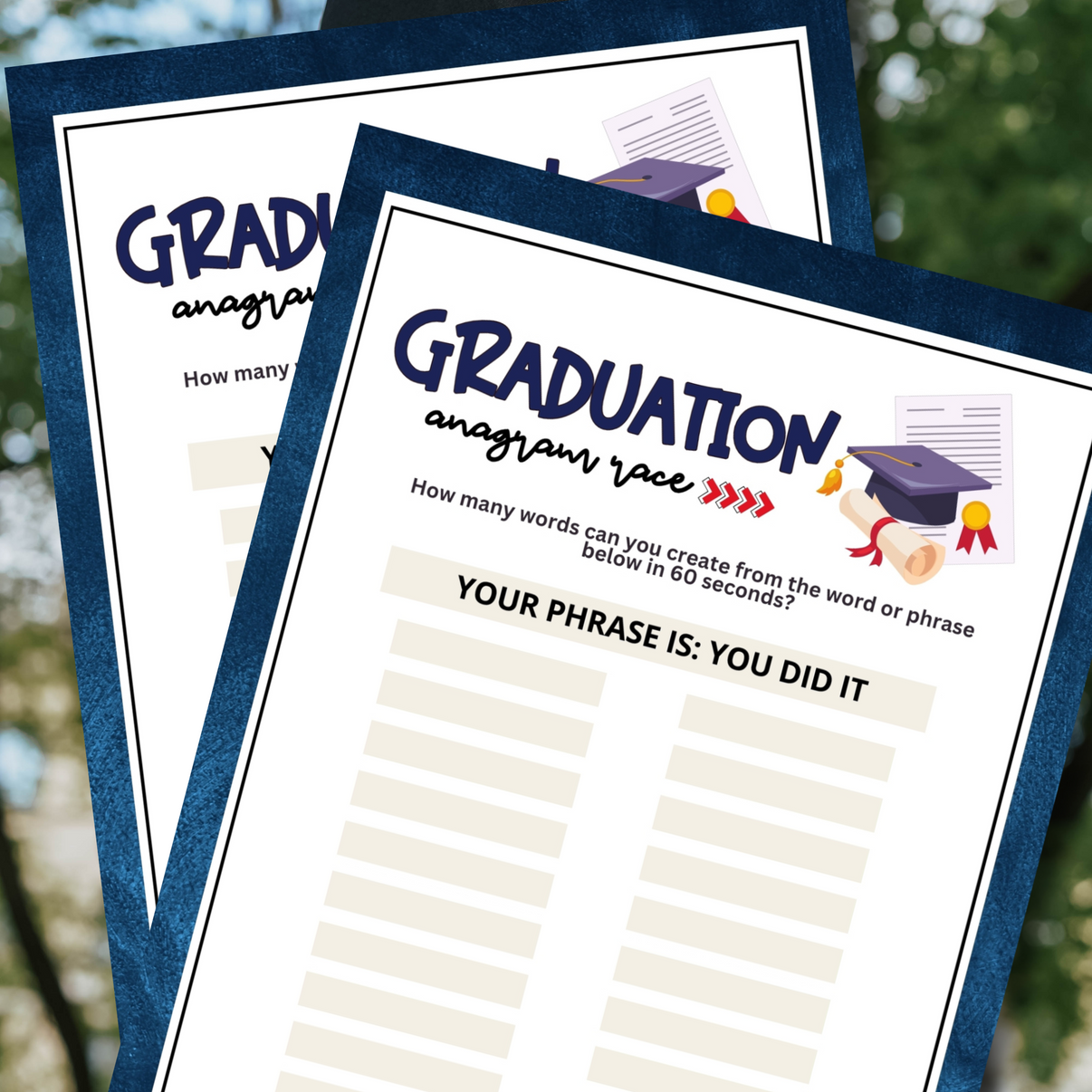 Graduation Anagram Race – Party Prints Press