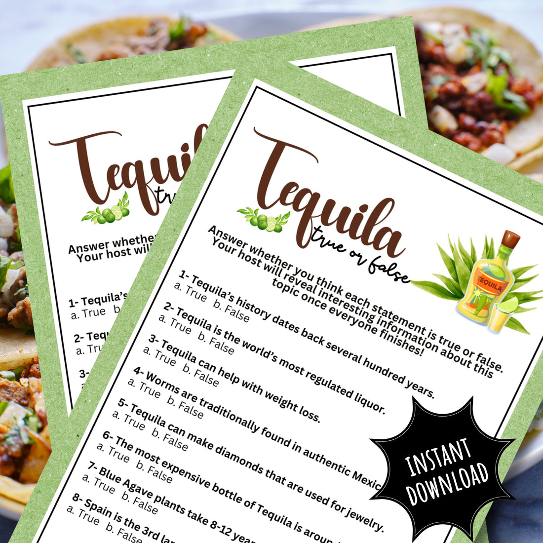Tequila True Or False Trivia – Party Prints Press
