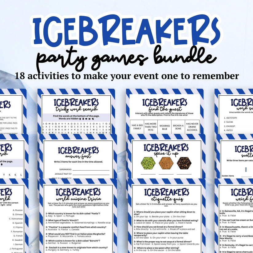 Icebreaker Games Bundle (18 Games) – Party Prints Press