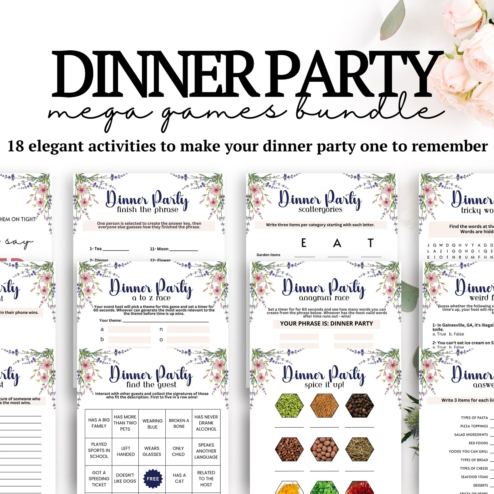 Dinner Party Games Bundle (18 Games) – Party Prints Press