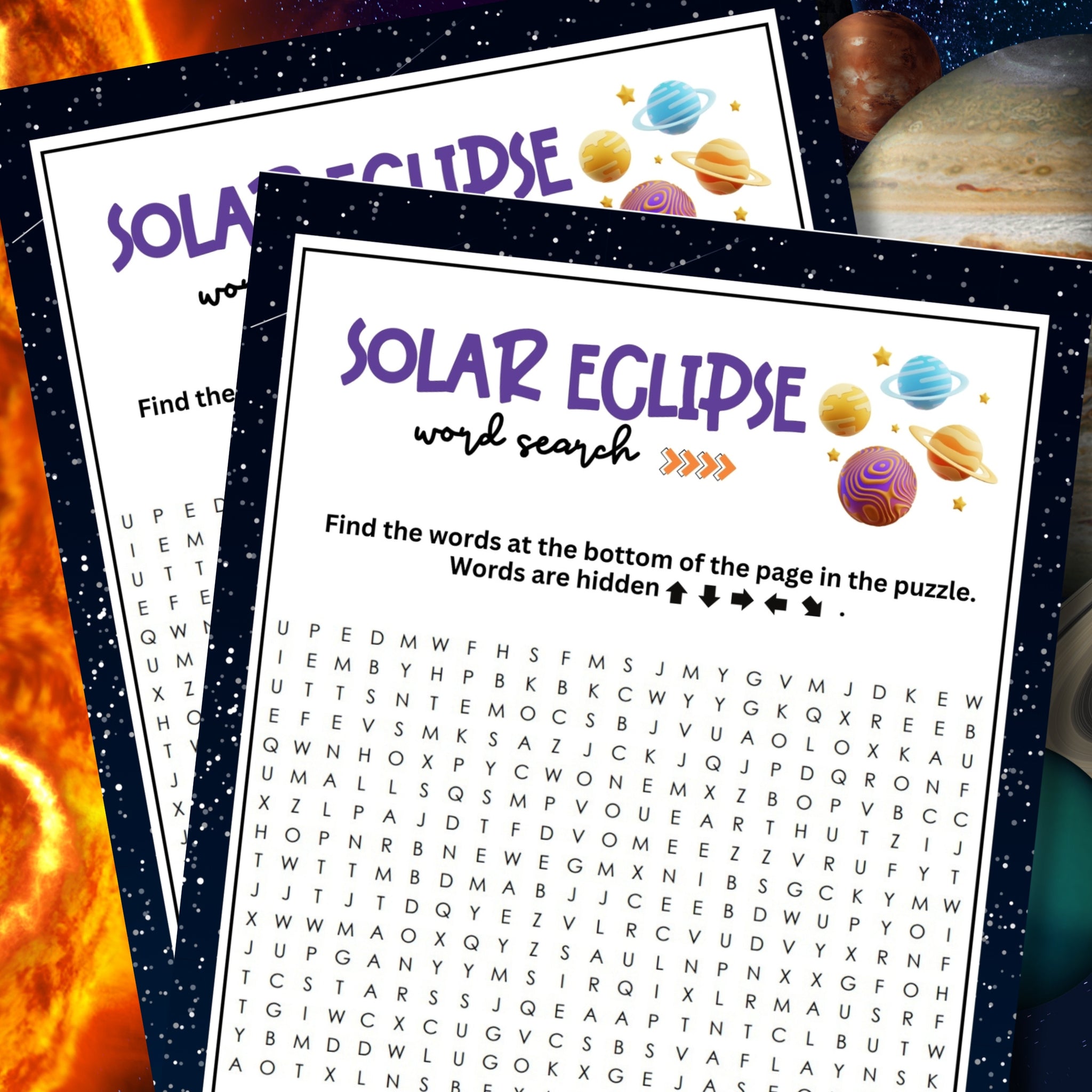 Solar Eclipse Tricky Word Search – Party Prints Press