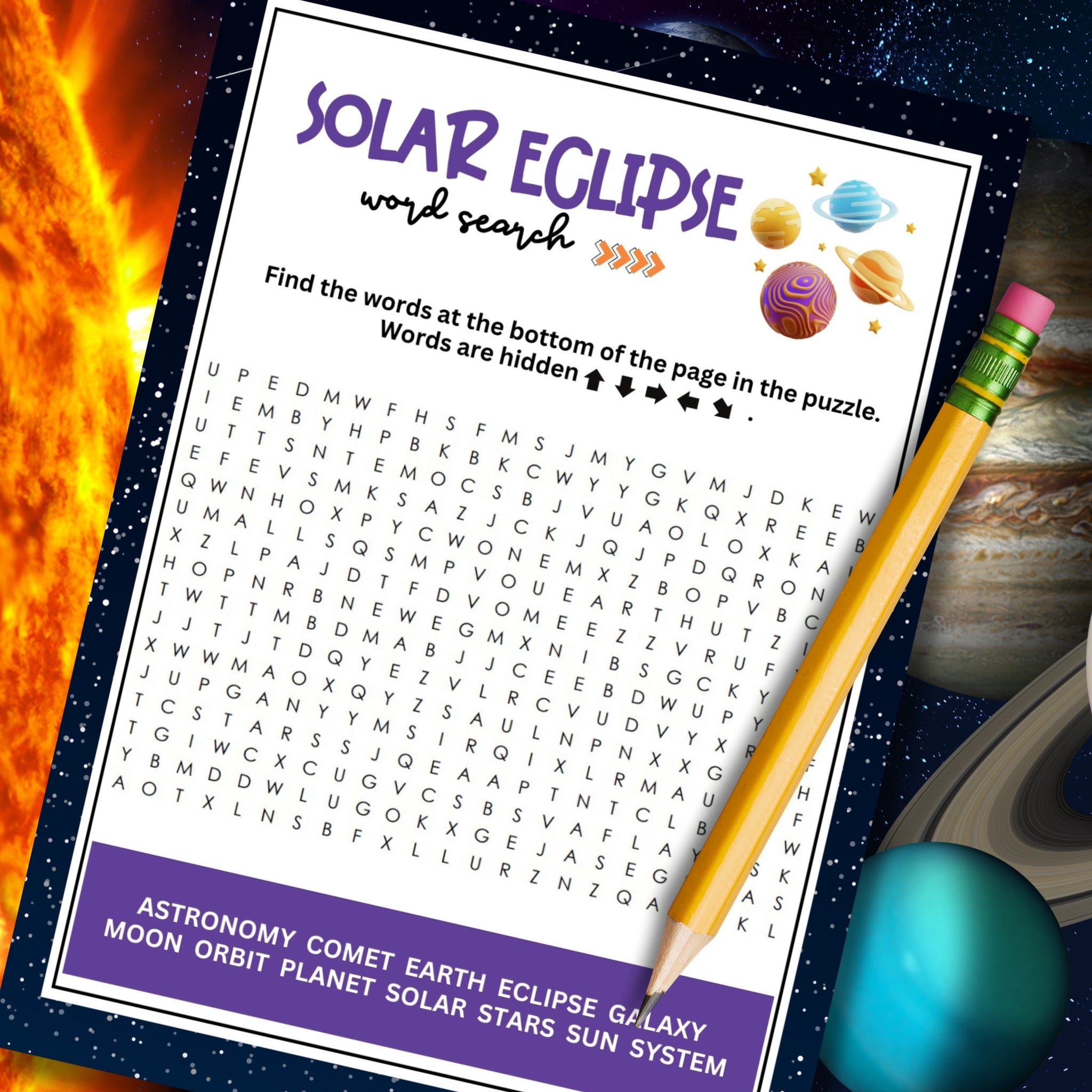 Solar Eclipse Tricky Word Search – Party Prints Press