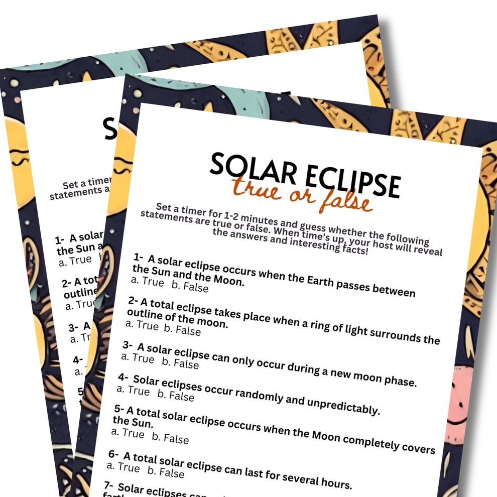 Solar Eclipse True or False – Party Prints Press