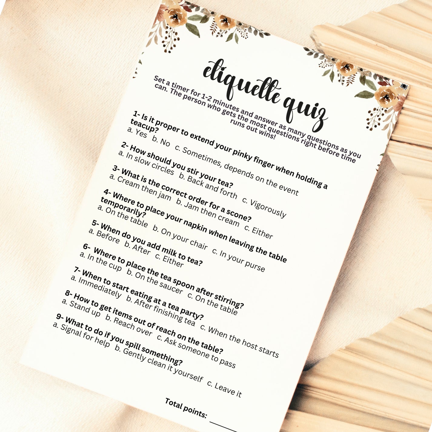 Tea Party Etiquette Trivia – Party Prints Press