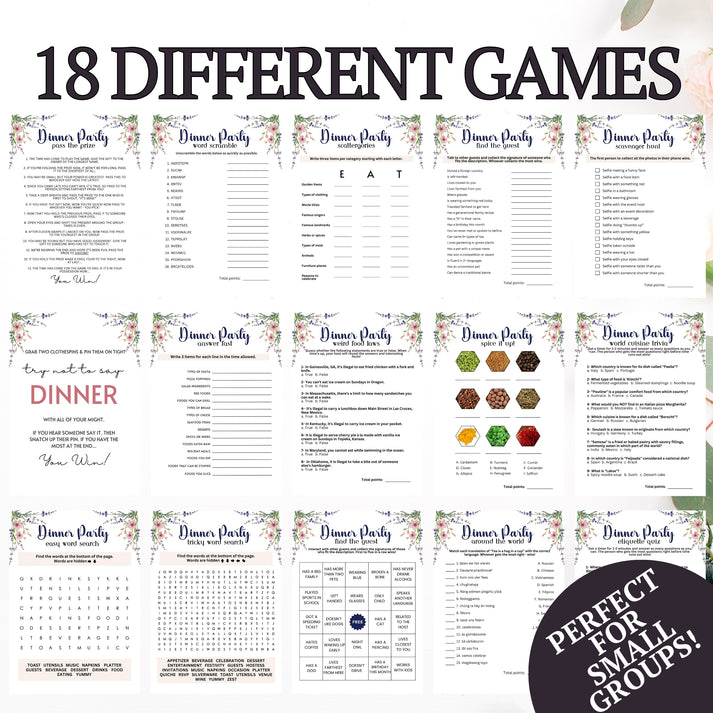 Dinner Party Games Bundle (18 Games) – Party Prints Press