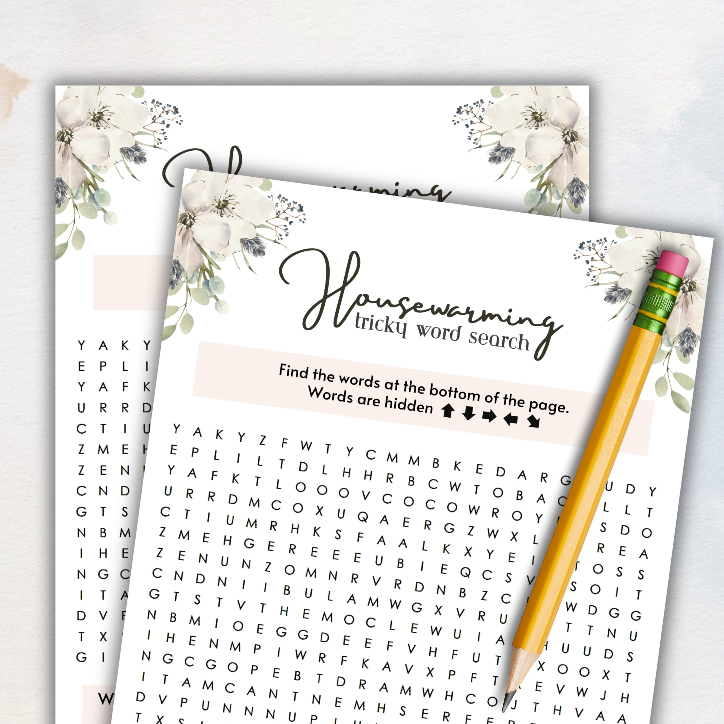 Housewarming Party Tricky Word Search – Party Prints Press